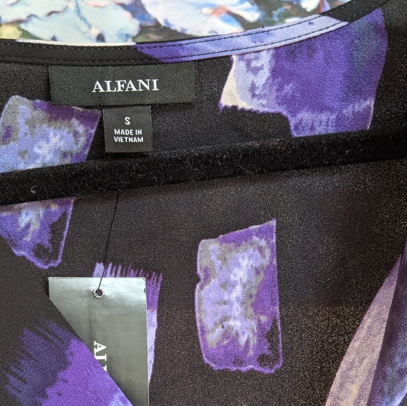 Alfani | Tops | Nwt Beautiful Black And Purple Wrap Style Top | Poshmark